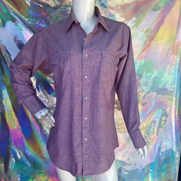 Ely Cattleman | Shirts | Vtg Faded Purple Pearl Snap Button Western ...